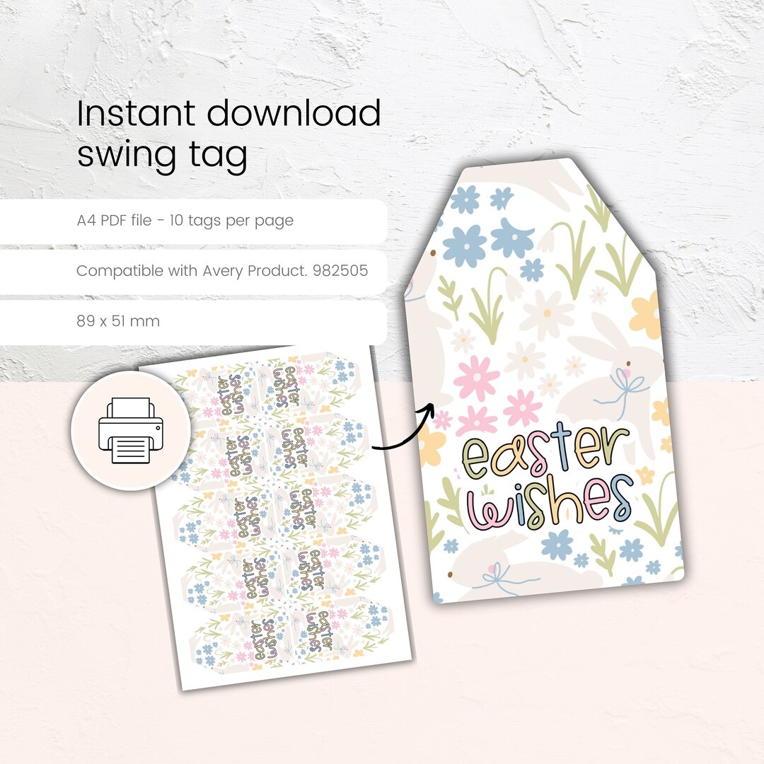 DIGITAL Easter PRINTABLE Swing Tags 89 X 51 Mm Instant Download A4 PDF ...