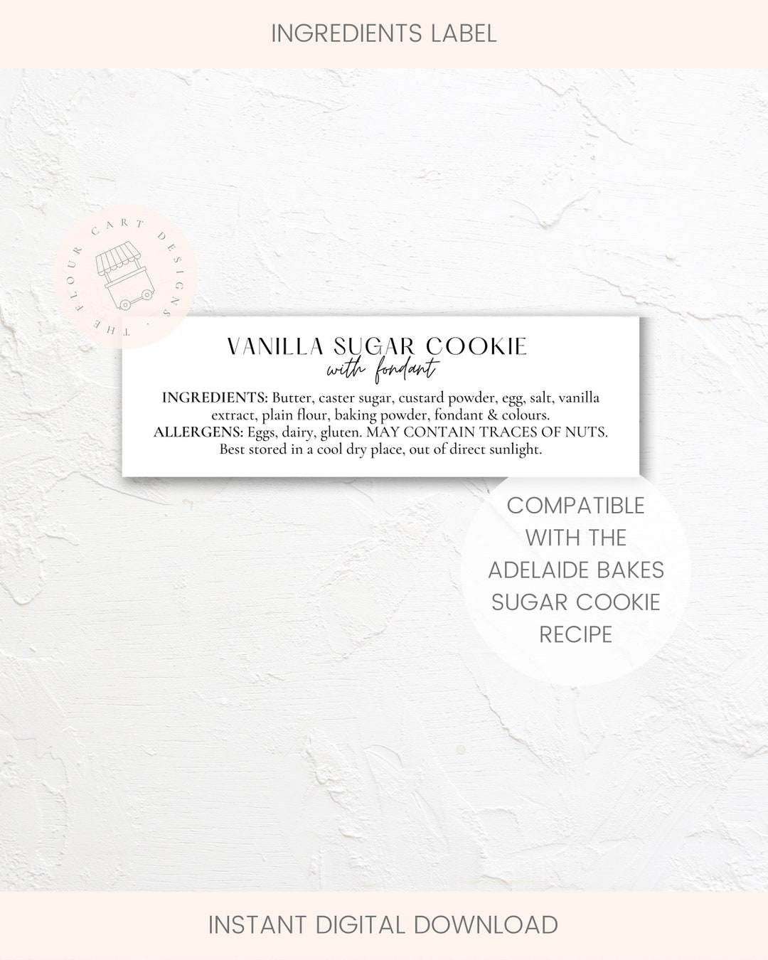 DIGITAL Ingredients Label | Printable | Single Sided | Instant Download ...