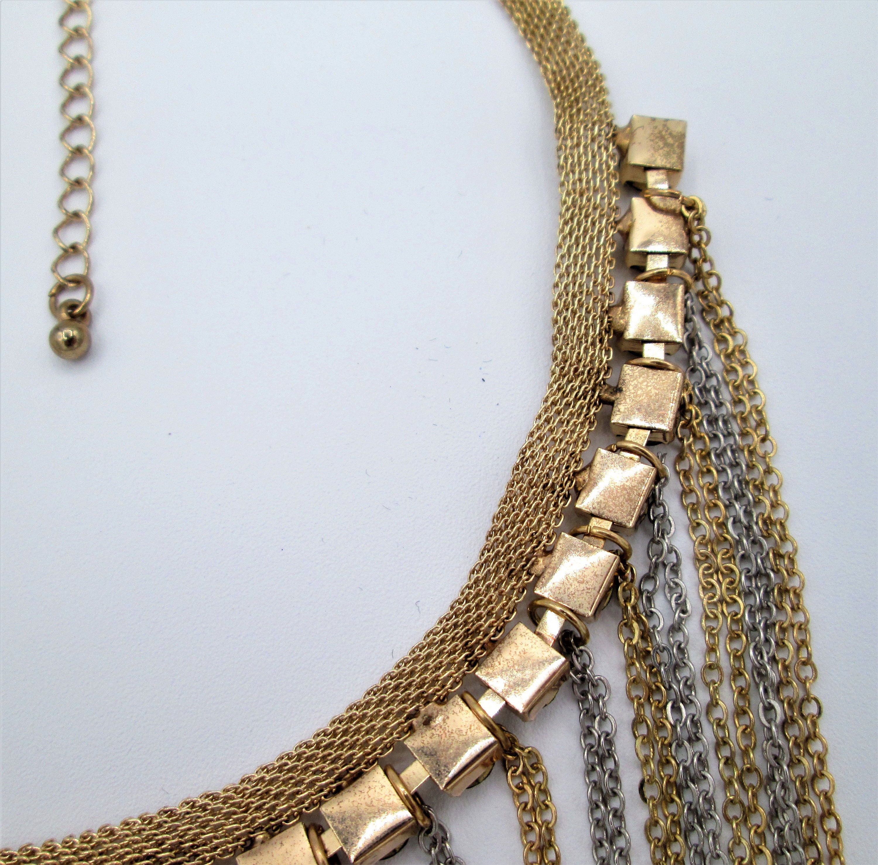Vintage Mesh Choker Chain 24 Strand Rhinestone Waterfall Chandelier ...