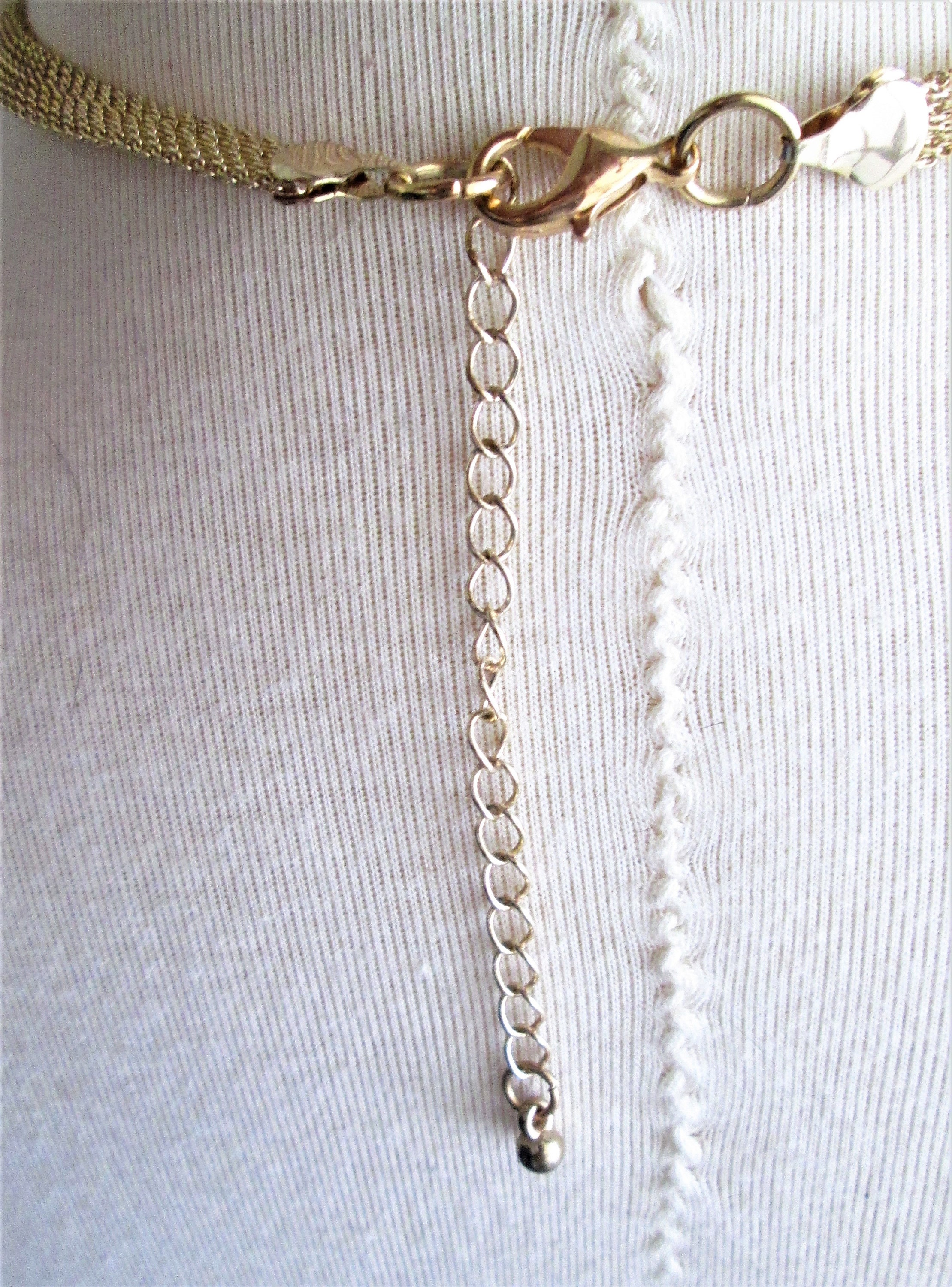 Vintage Mesh Choker Chain 24 Strand Rhinestone Waterfall Chandelier ...