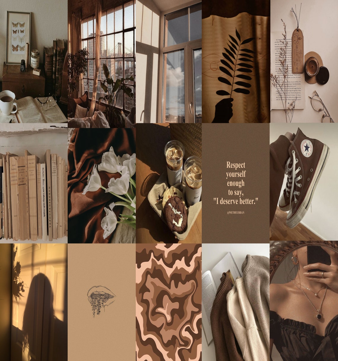 Brown Aesthetic Wall Collage Kit 100 Pcs Room Decor - Etsy