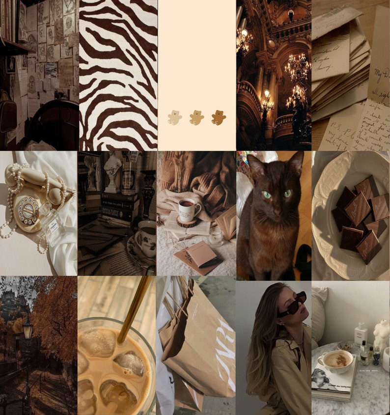 Brown Aesthetic Wall Collage Kit 100 Pcs Room Decor - Etsy