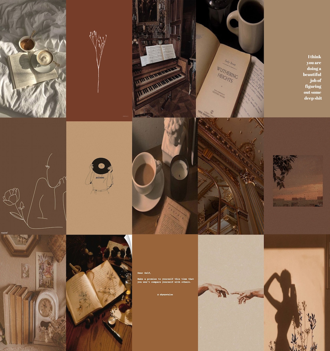 Brown Aesthetic Wall Collage Kit 100 Pcs Room Decor - Etsy