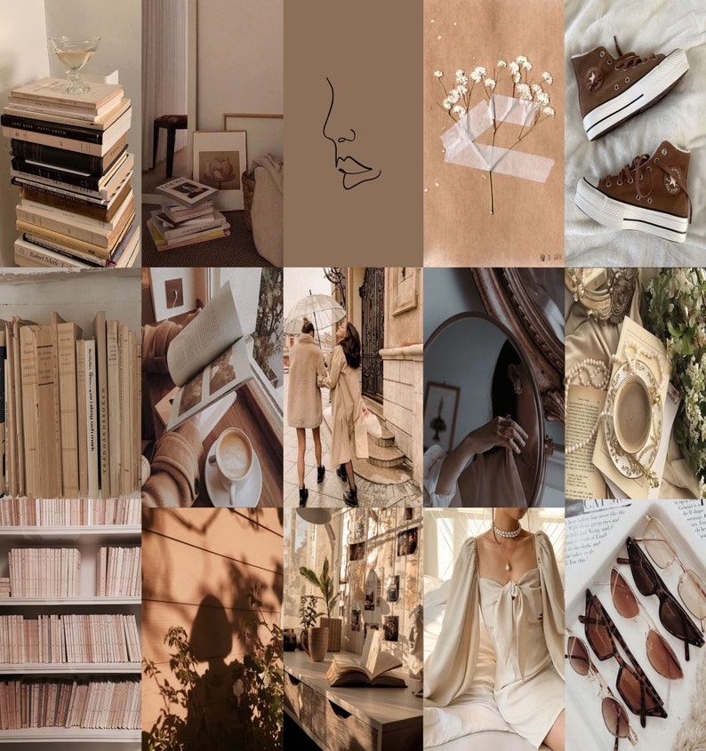 Brown Aesthetic Wall Collage Kit 100 Pcs Room Decor - Etsy