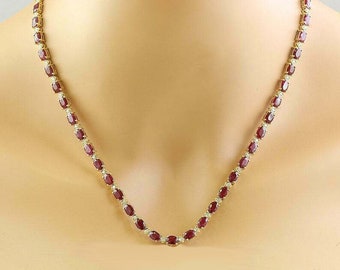 Ruby Tennis Necklace - Etsy