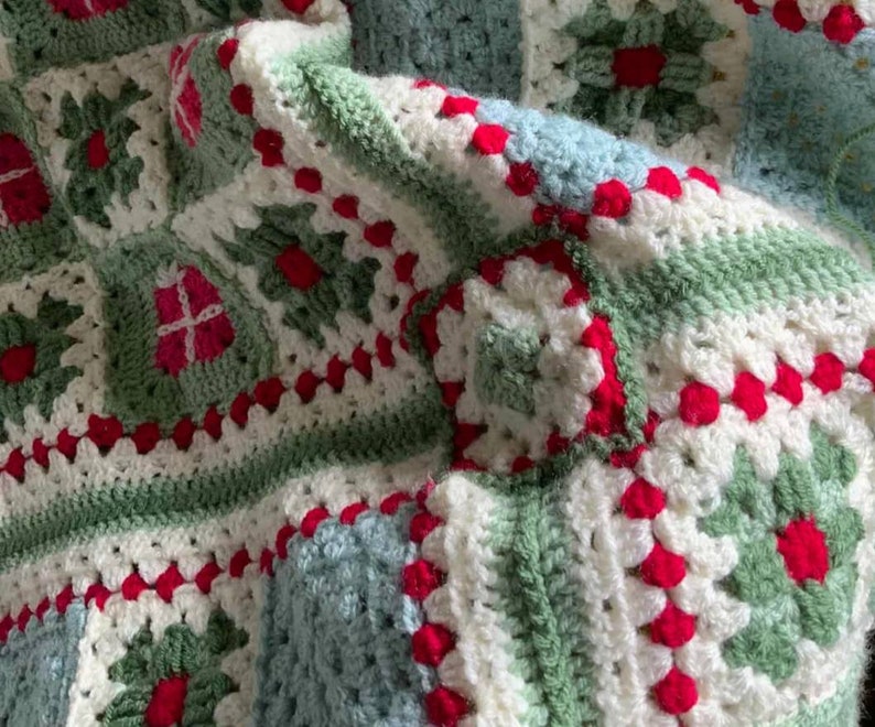 Noel Nine Patch Christmas Crochet Blanket Yarn Pack - Etsy