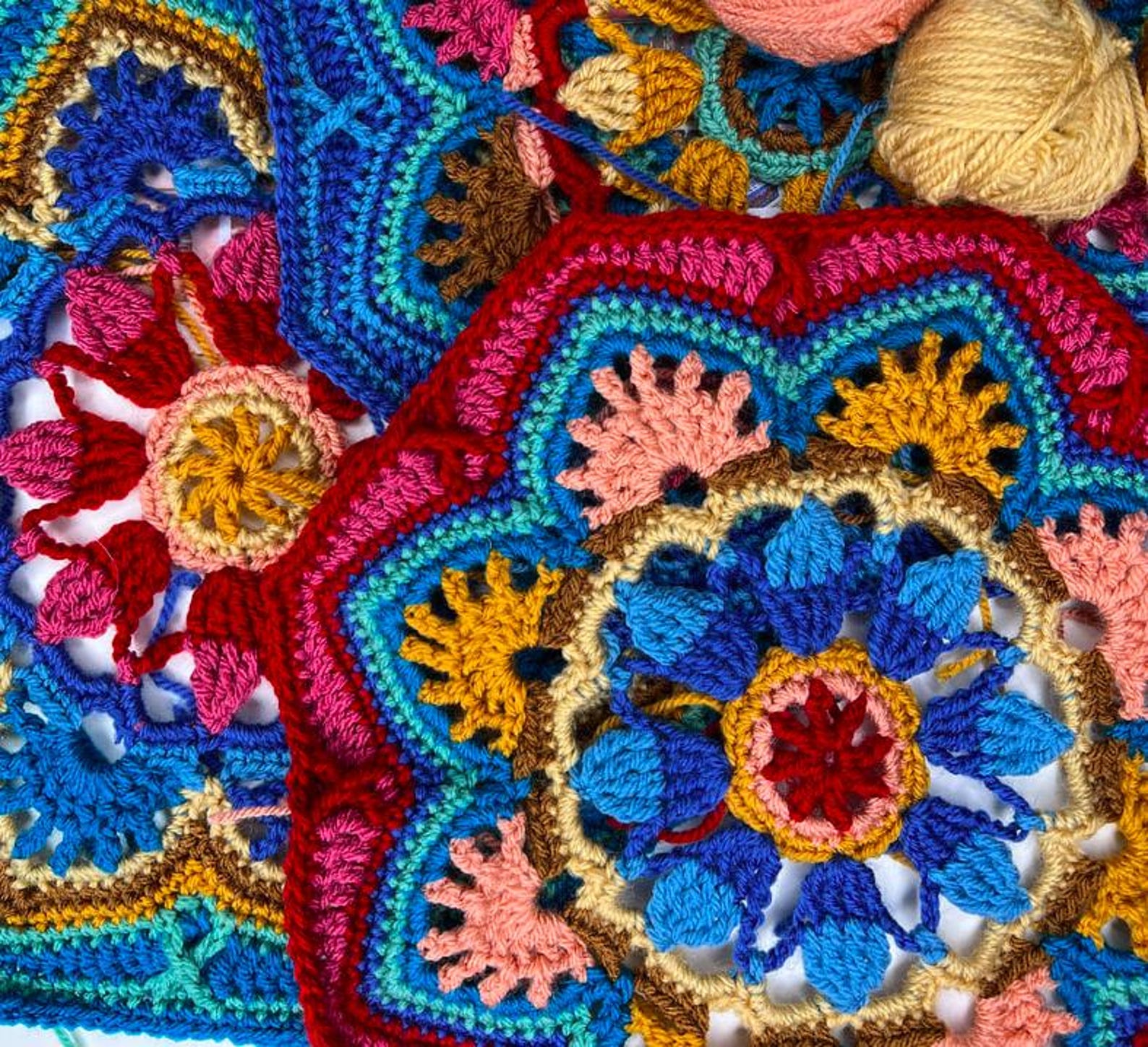 Persian Tiles Crochet Blanket Pattern & Yarn Pack: Marrakesh Colorway ...