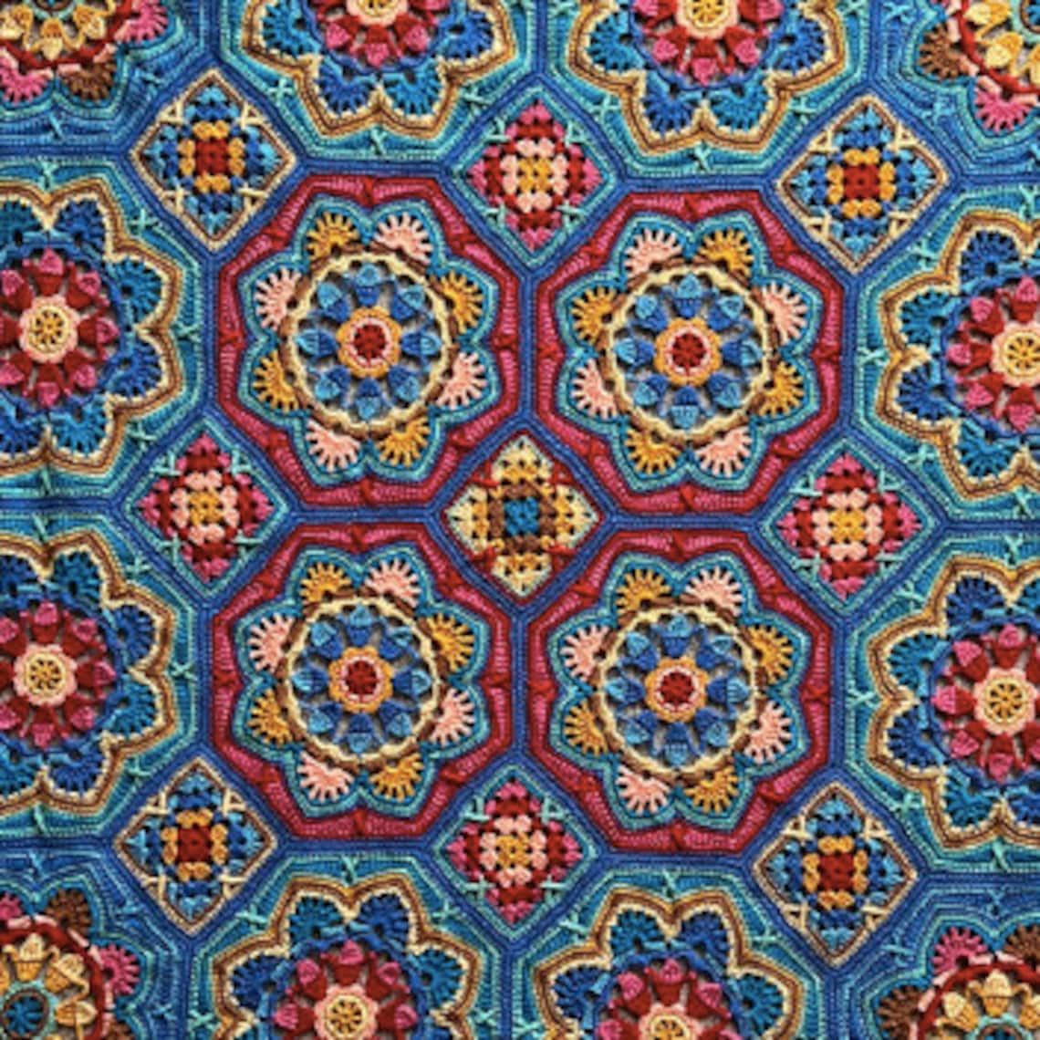 Persian Tiles Crochet Blanket Pattern & Yarn Pack: Marrakesh Colorway ...