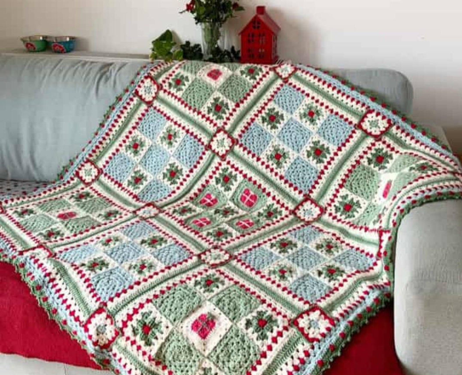 Noel Nine Patch Christmas Crochet Blanket Yarn Pack - Etsy