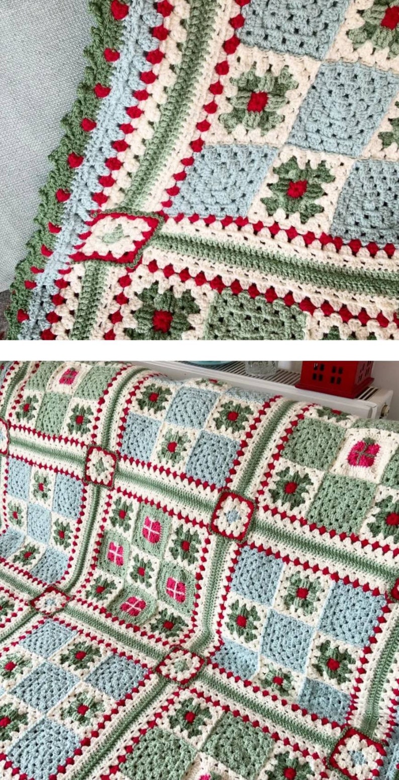 Noel Nine Patch Christmas Crochet Blanket Yarn Pack - Etsy