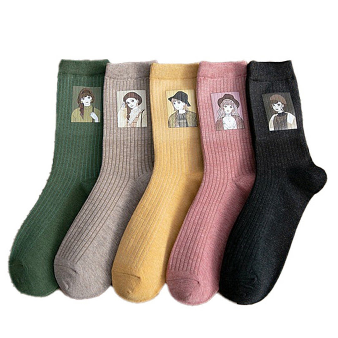 Girl Socks Anime Characters Thermal Transferred - Etsy