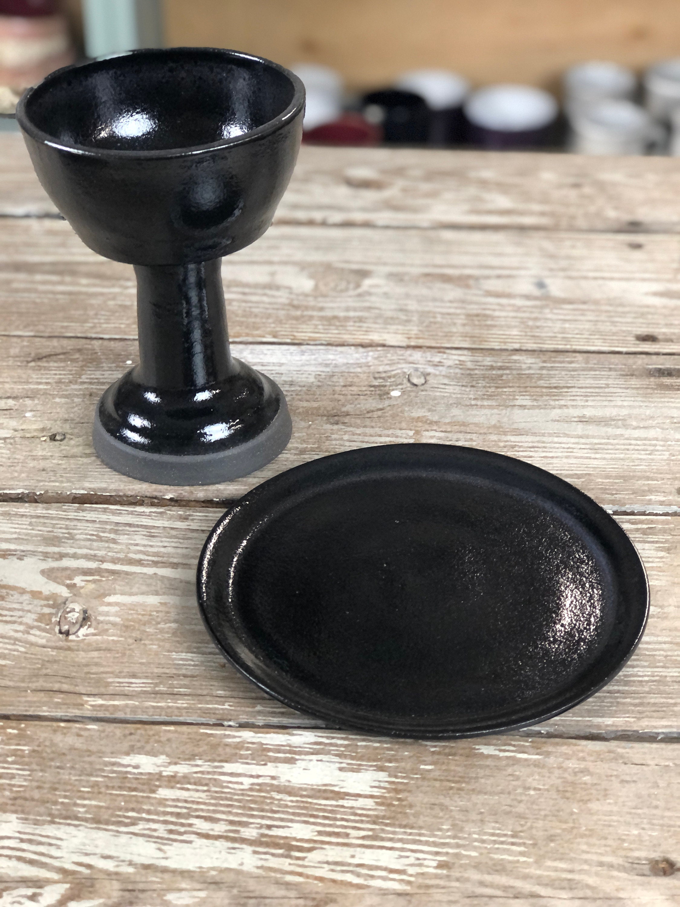 Ceramic Chalice and Plate Set Navy Blue 908 - Etsy