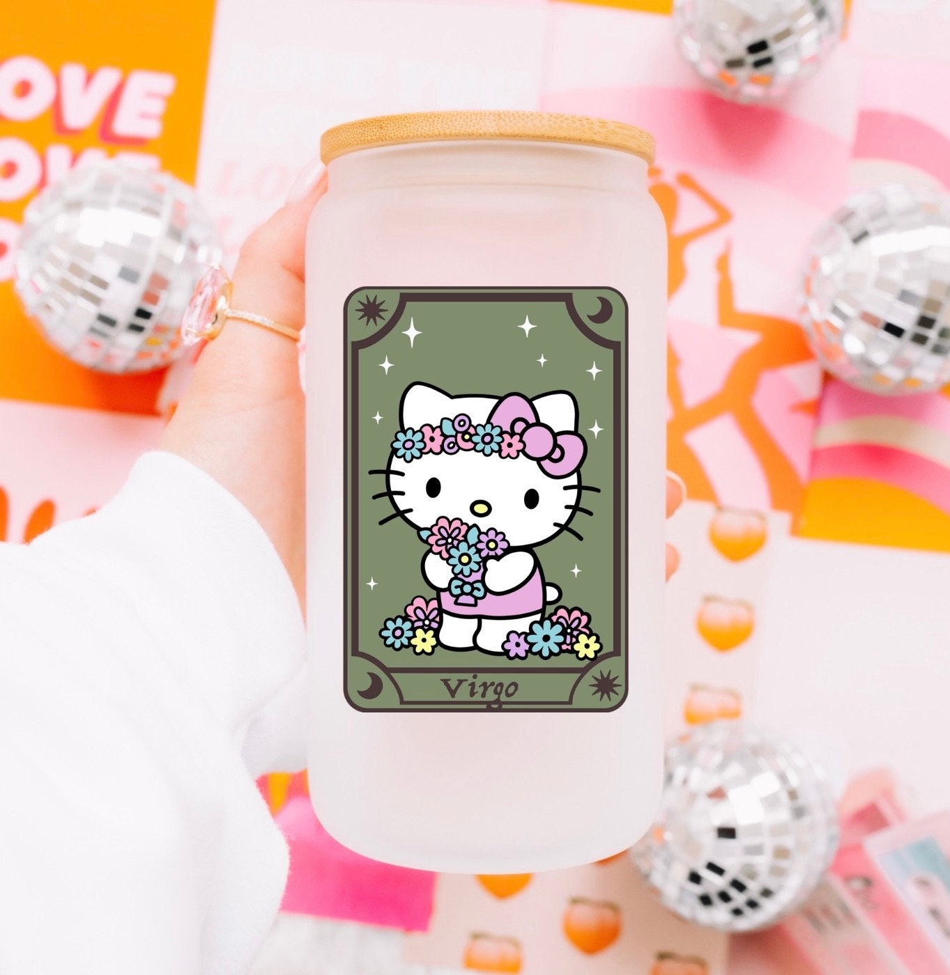 Hello Kawaii Kitty Zodiac Glass Cup - Etsy