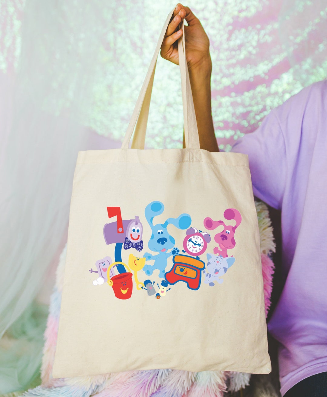 90s Mystery Blue Dog Canvas Tote Bag | Funny Tote Bag | Reusable Tote ...