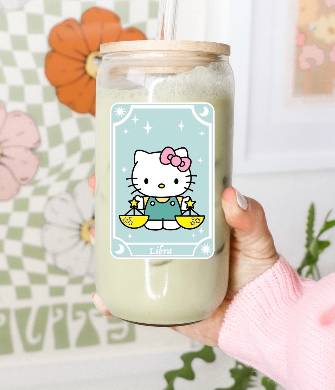 Hello Kawaii Kitty Zodiac Glass Cup - Etsy
