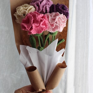 Crochet Carnation Flower Bouquet - Handmade Crocheted Carnations - Etsy