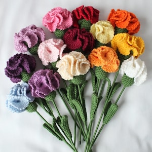 Crochet Carnation Flower Bouquet - Handmade Crocheted Carnations - Etsy