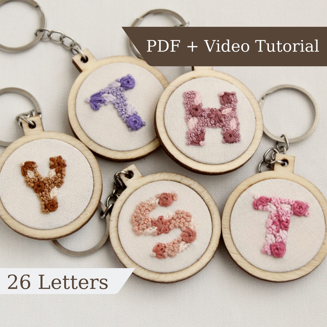 Initial Keychain | Floral Alphabet Embroidery Design for Beginner PDF ...