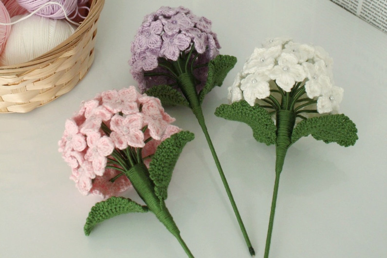 Crochet Hydrangea Flower Bouquet - Handmade Knitted Hydrangea Flower - Etsy