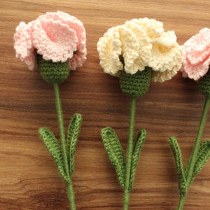 Crochet Carnation Flower Bouquet Handmade Knitted Carnations - Etsy