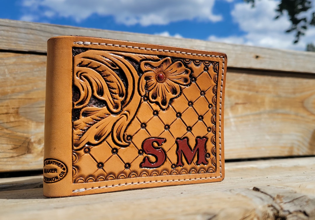 Personalized Men's Leather Tooled Wallet - Etsy