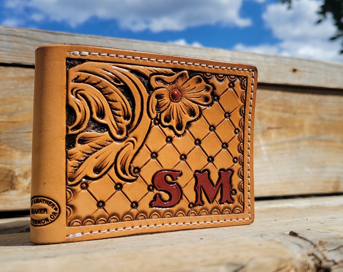 Personalized Men's Leather Tooled Wallet - Etsy
