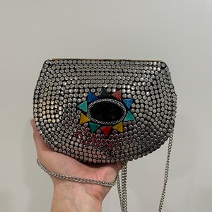 Tribal Banjara Boho Indian Metal Embossed Bead Stone Brass Clutch Bag ...