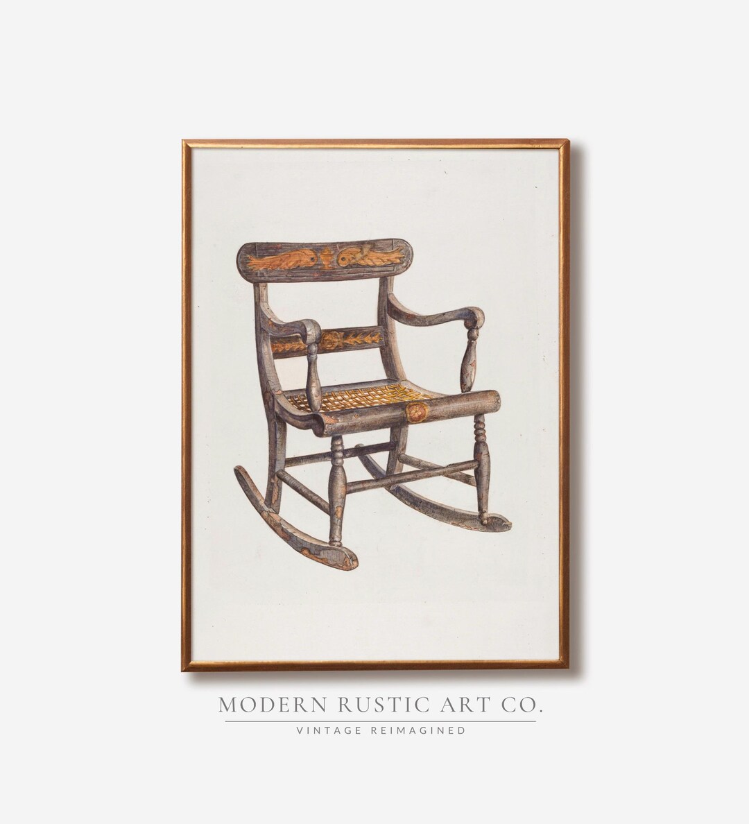 Antique Rocking Chair Print: Vintage Nursery Art, Rustic Farmhouse ...