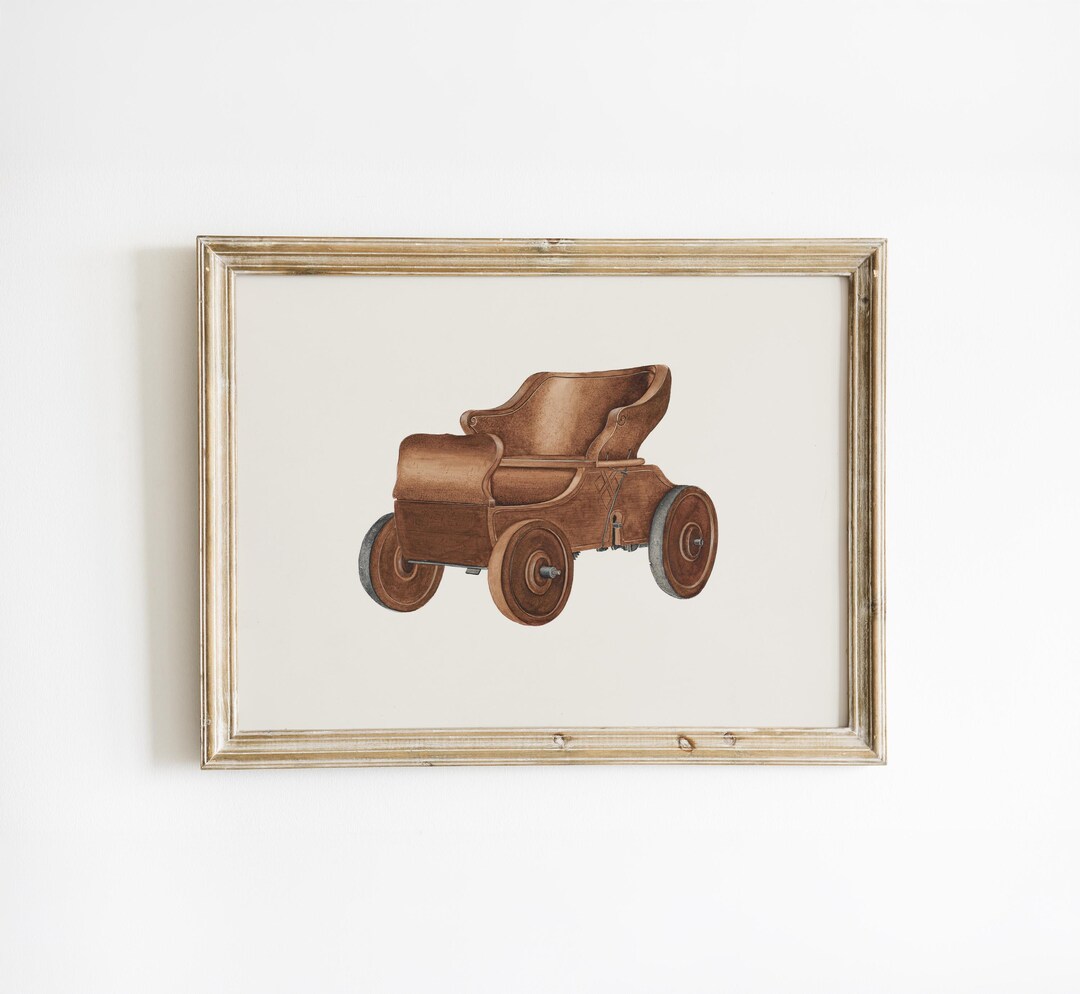 Antique Toy Car Print: Folk Art Watercolor Illustration - Etsy
