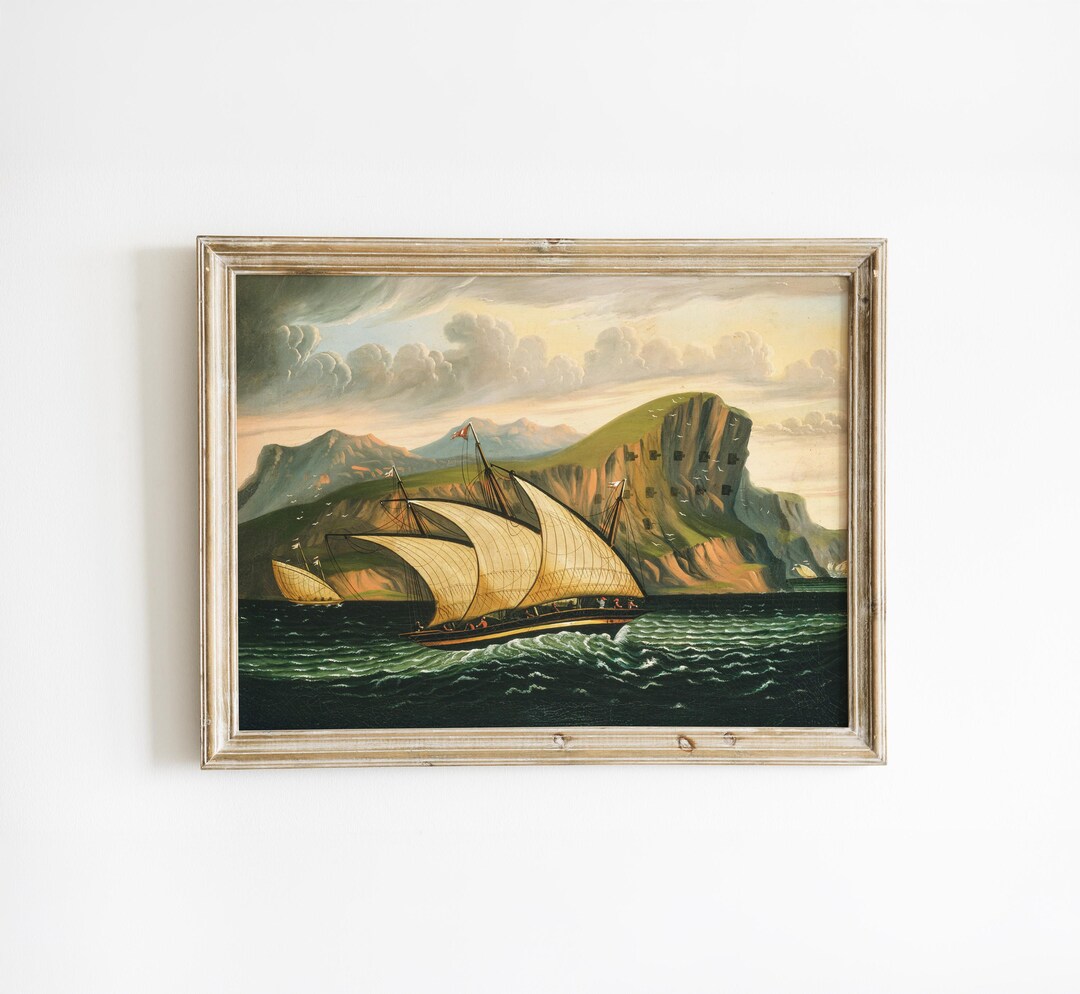 Thomas Chambers Maritime Art Print: Naive Folk Art Seascape - Etsy