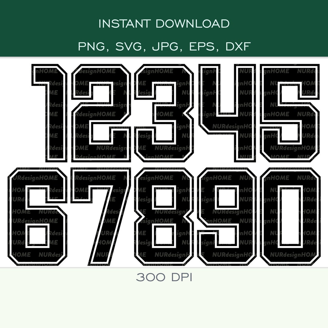 Sports - Jersey Number Templates - SVG, PNG, DXF, Eps, Jpg - Jersey ...