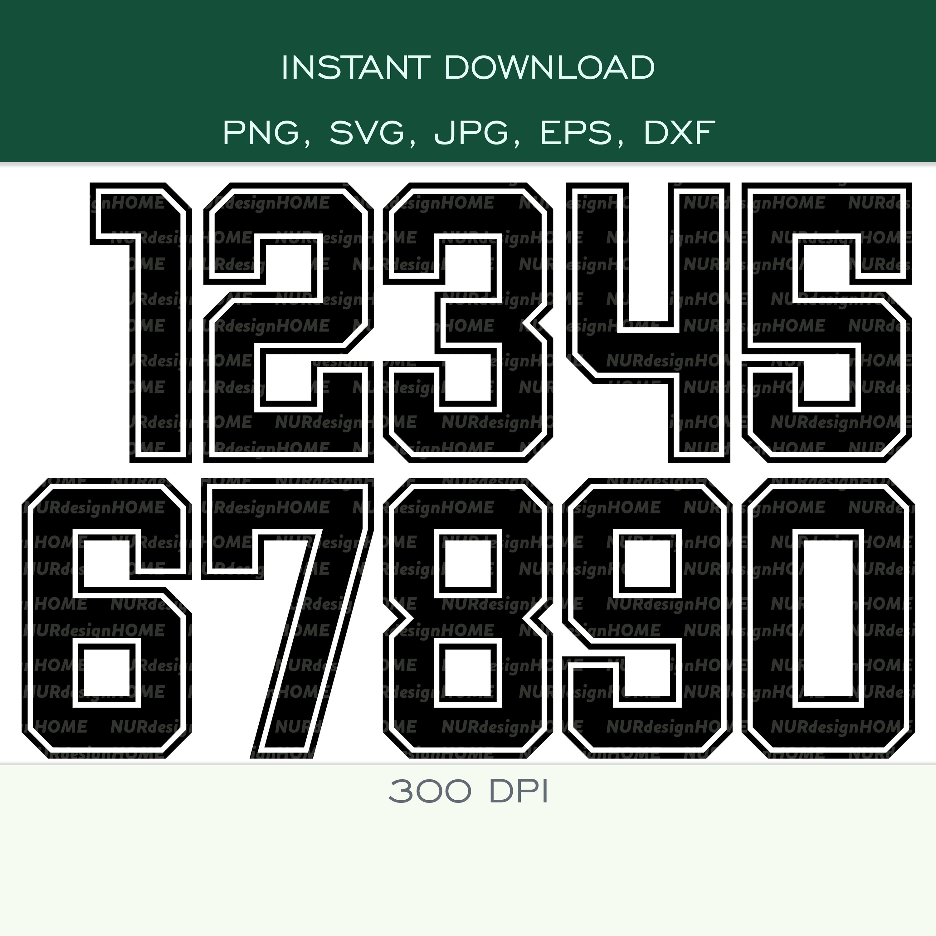 Sports - Jersey Number Templates - SVG, PNG, DXF, Eps, Jpg - Jersey ...