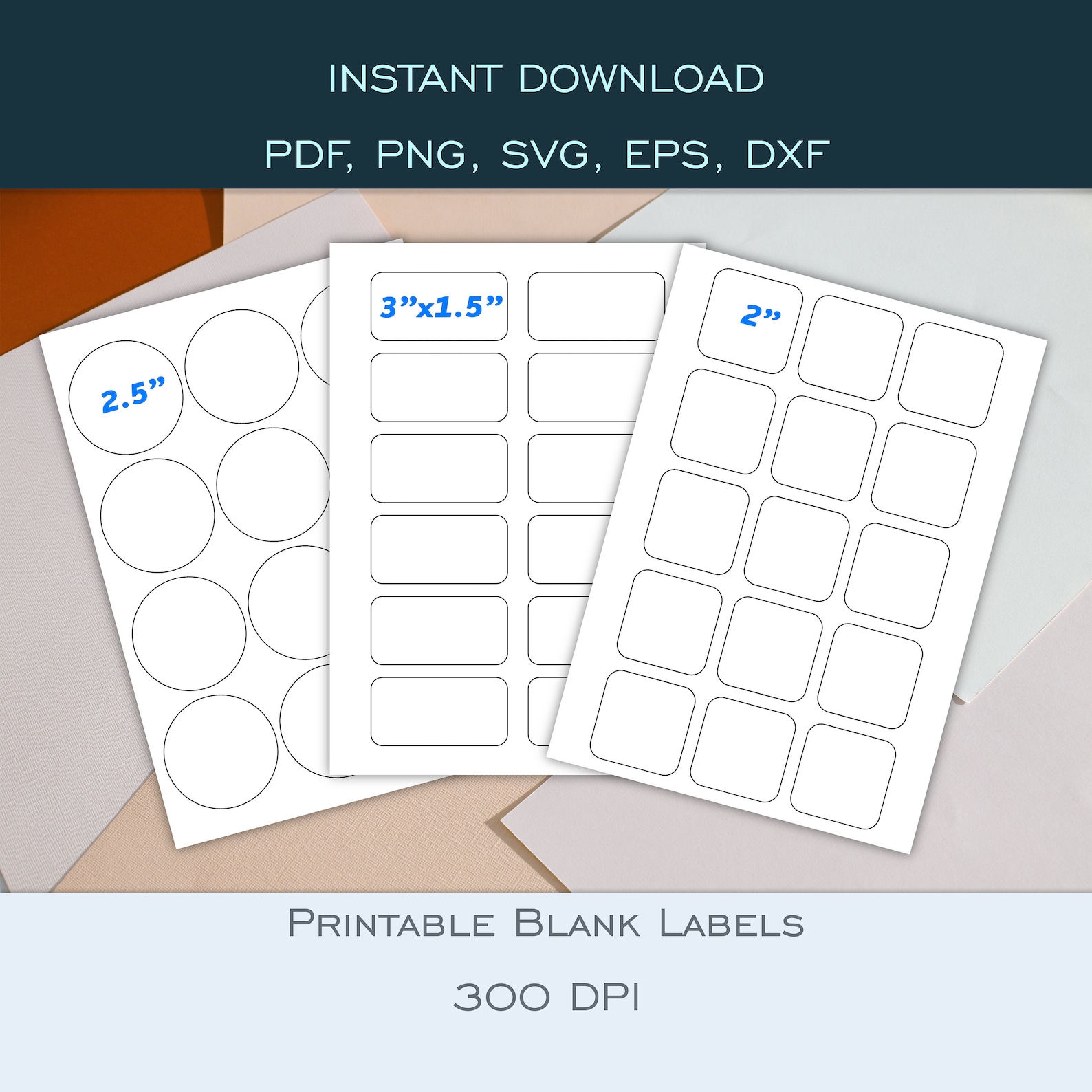 Printable Blank Label Templates - PDF (A4), PNG, SVG, Dxf, Eps ...