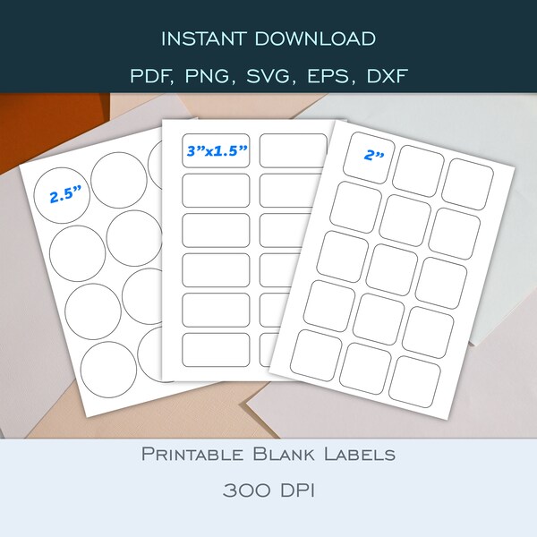 Printable Blank Label Templates PDF A4, PNG, SVG, Dxf, Eps Instant ...
