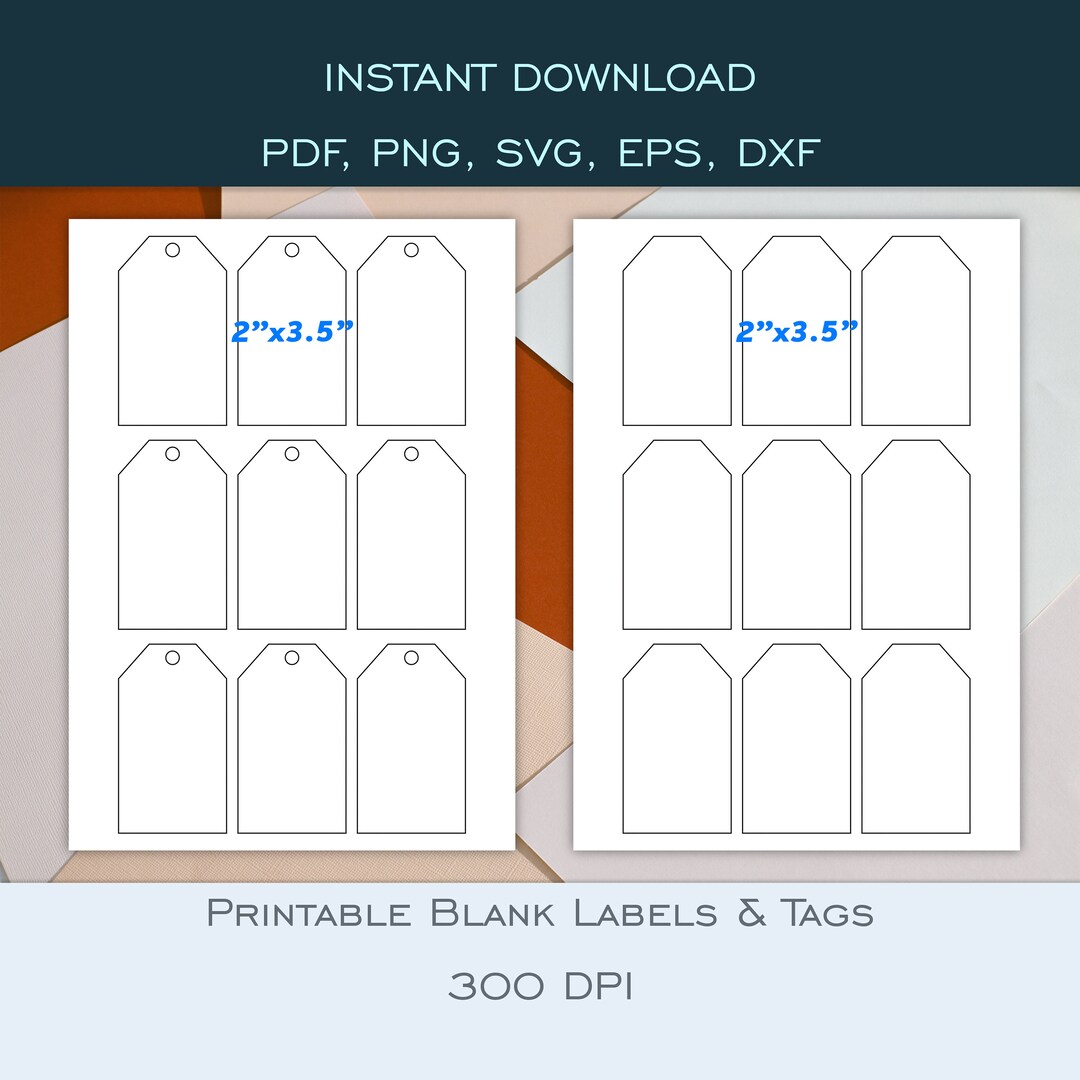 2"x3.5" Printable Blank Digital Tag & Label Template - SVG, PDF (A4 ...