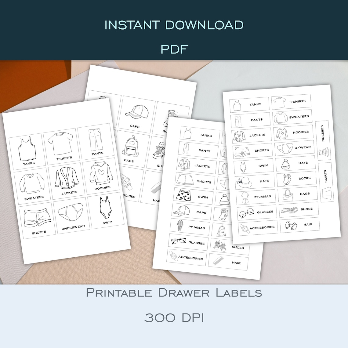 Printable Dresser Drawer Labels for Kids & Teens (boys, Girls ...