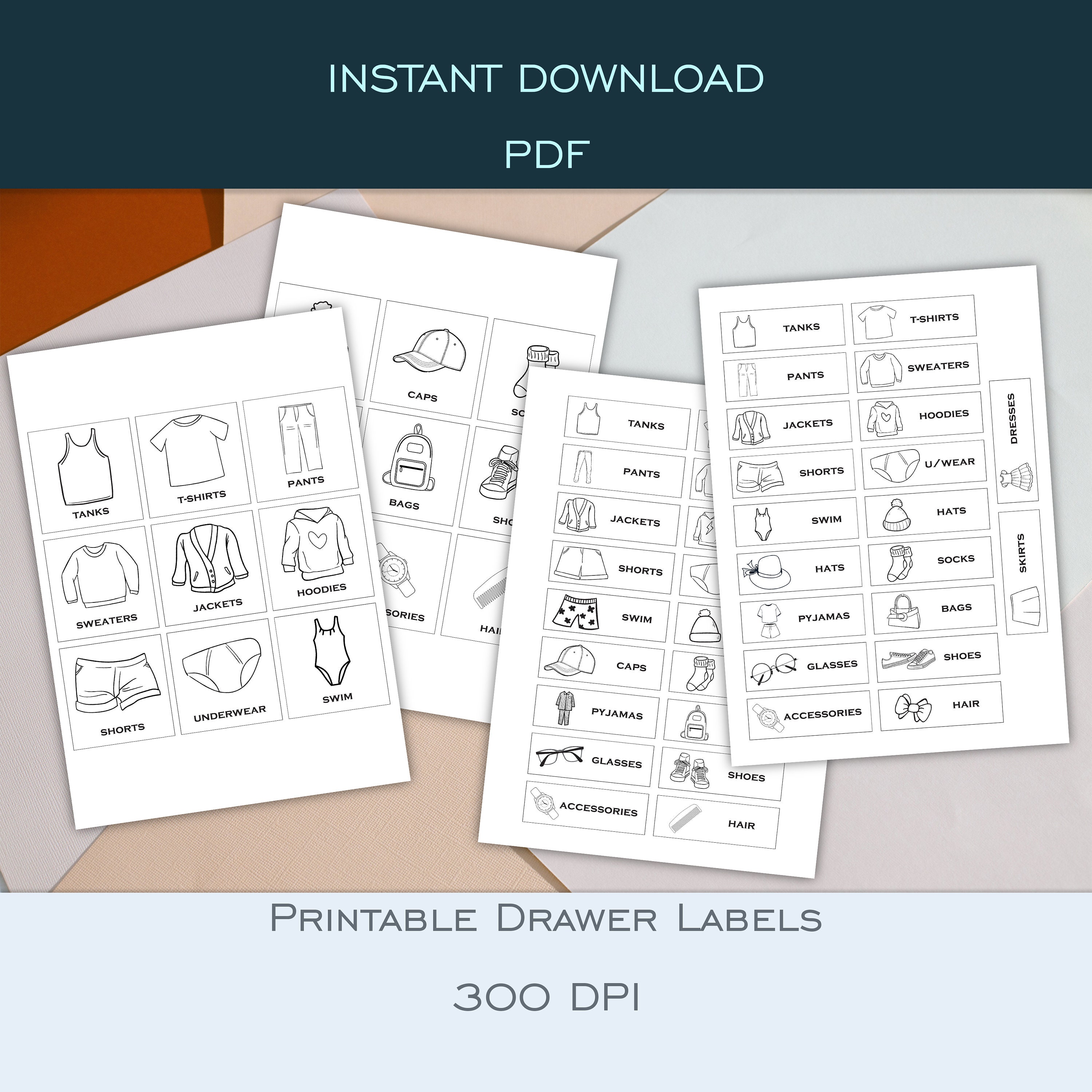 Printable Dresser Drawer Labels for Kids & Teens (boys, Girls ...