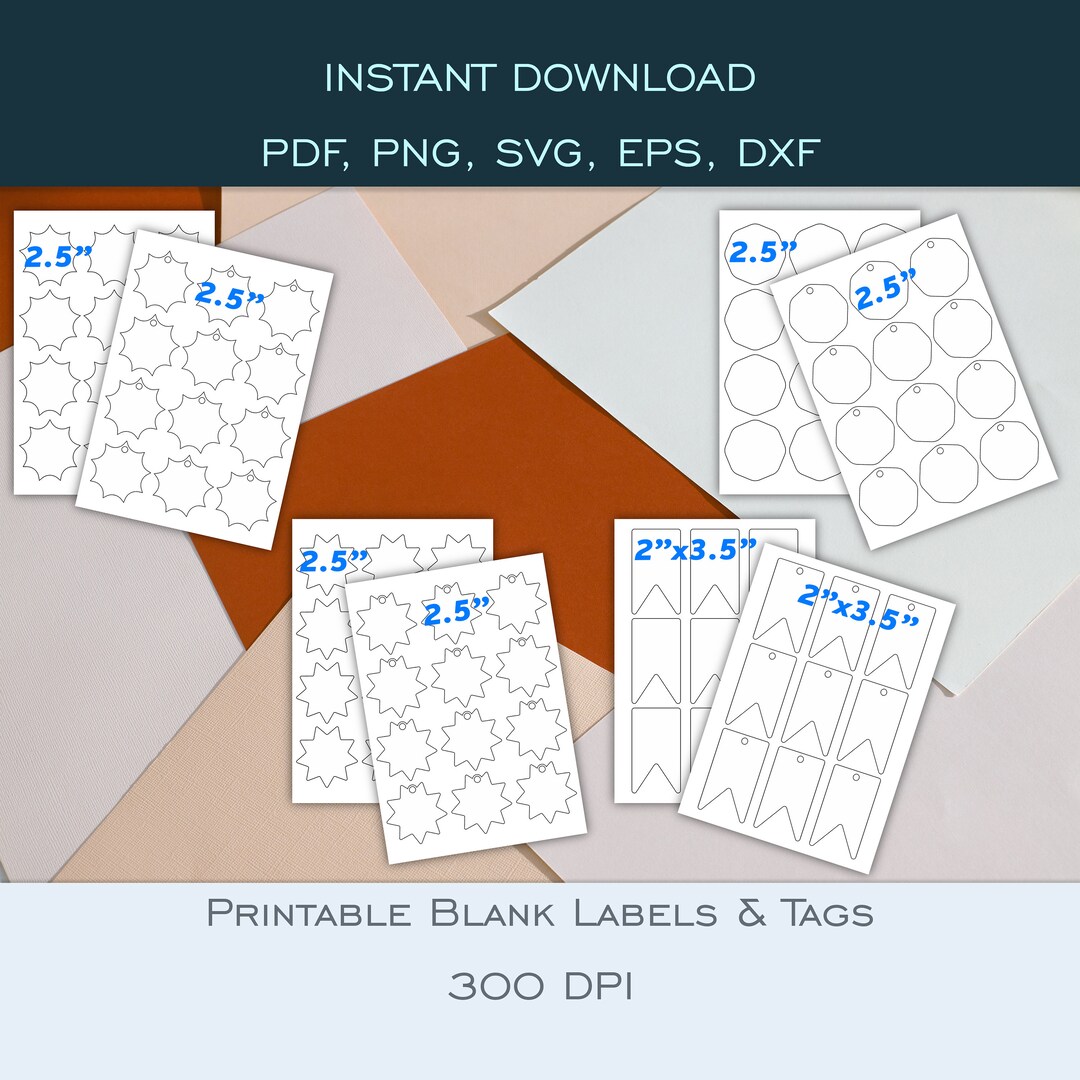 Printable 4 Different Blank Label & Tag Templates - PDF (A4), PNG, SVG ...