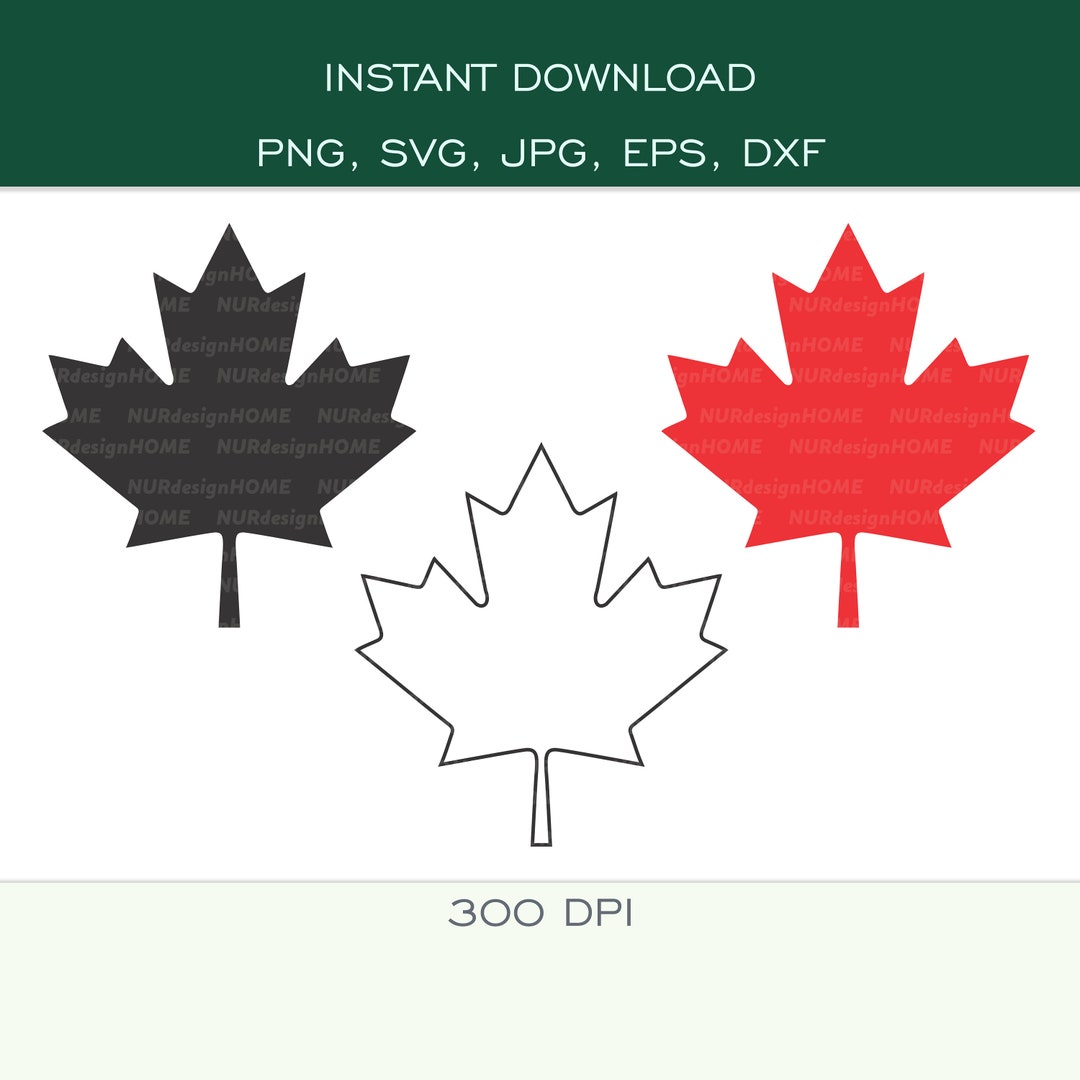 Printable Digital Canadian Maple Leaf Print Template - SVG, PNG, DXF ...