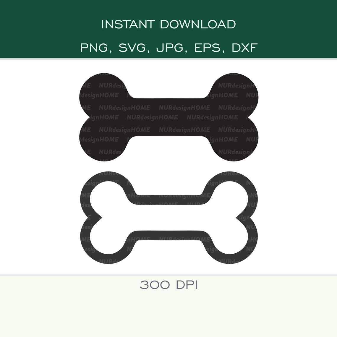 Dog Bone - SVG, PNG, DXF, Eps, Jpg - Bone Outline - Black Bone ...