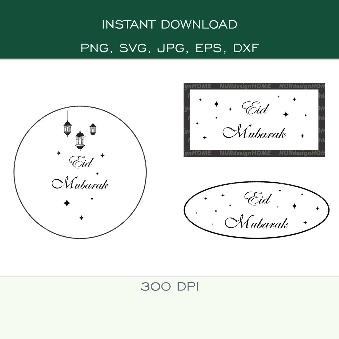 Eid Mubarak Design SVG PNG DXF Eps Jpg Cut Files for - Etsy