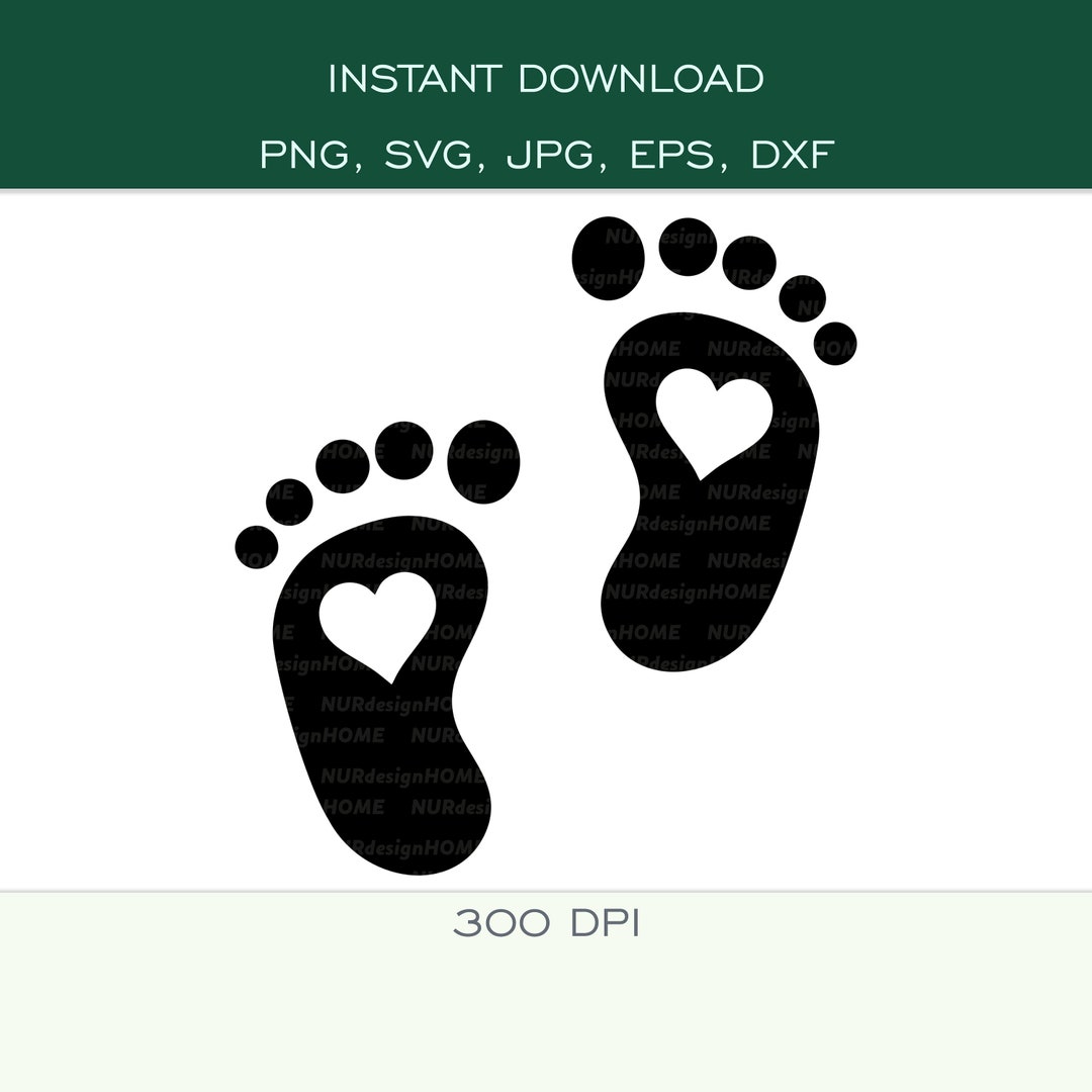 Baby Footprint With Heart - Baby Feet - Instant Download - SVG, PNG ...