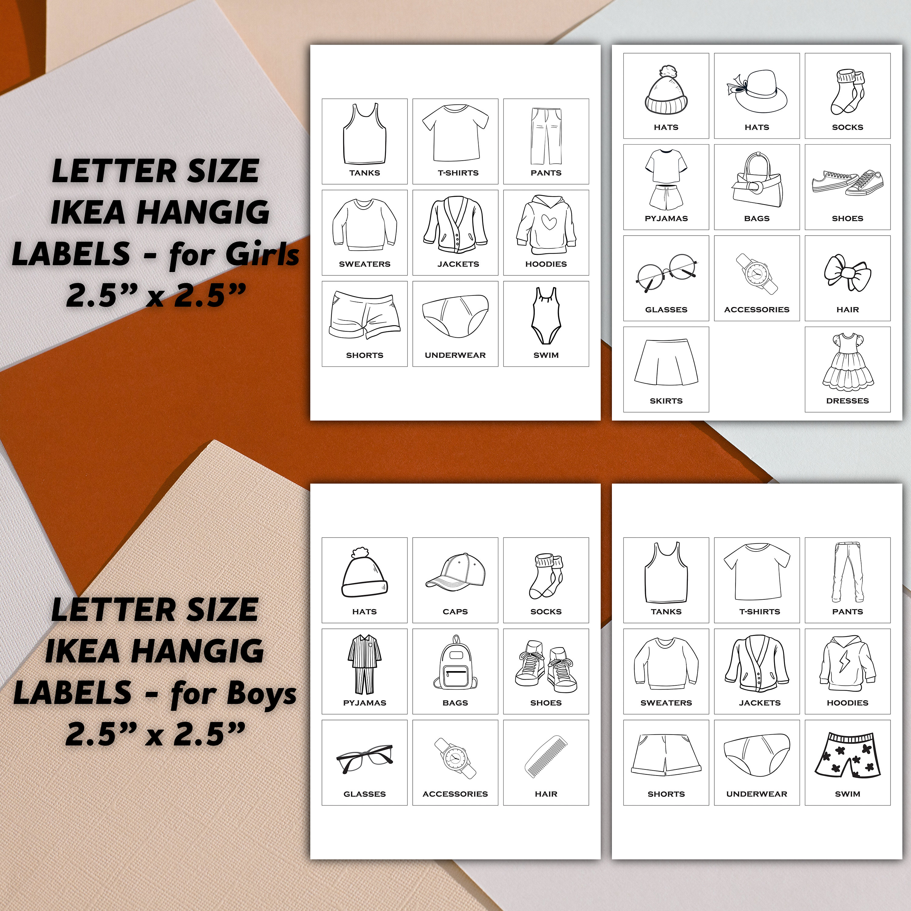 Printable Dresser Drawer Labels for Kids & Teens (boys, Girls ...