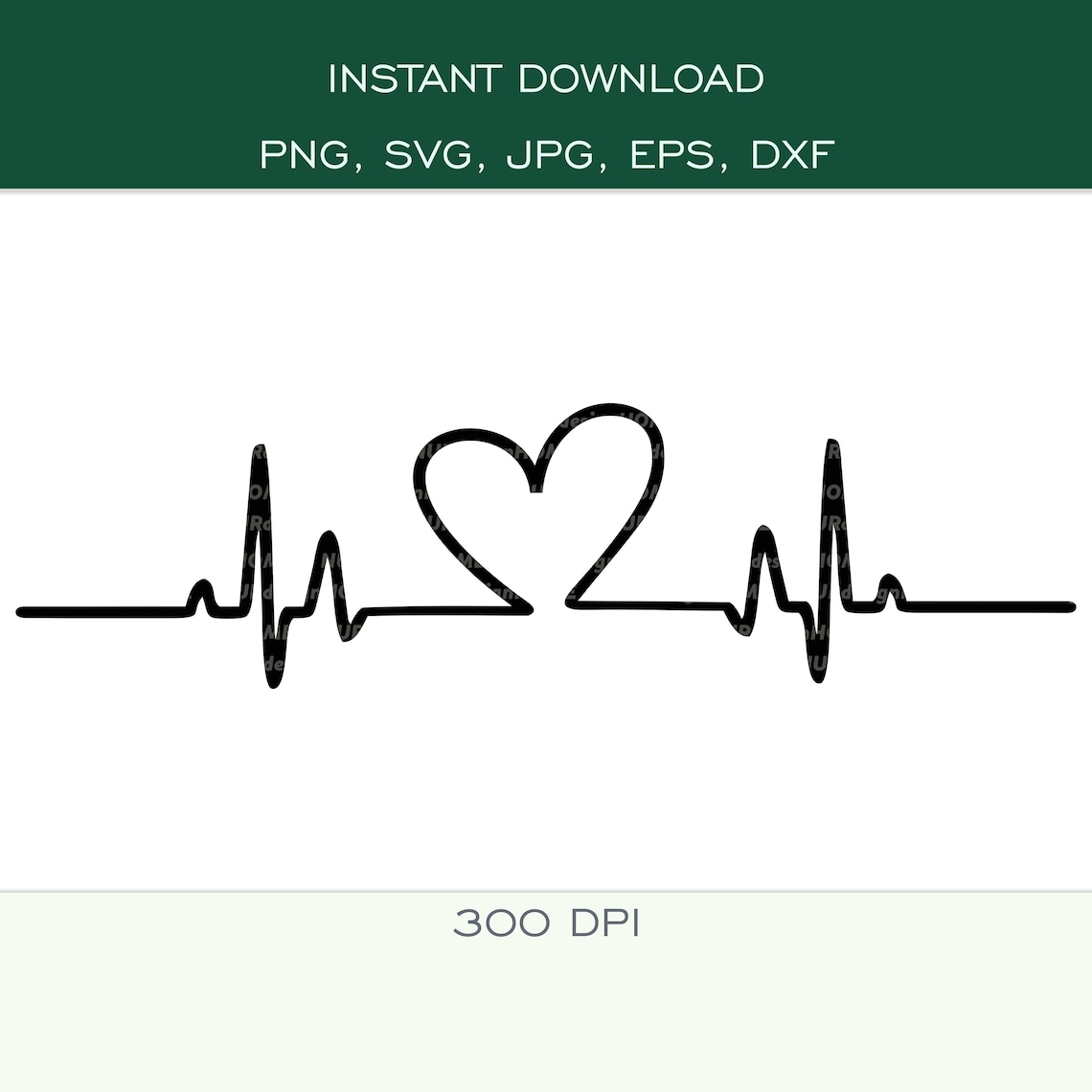 Heart Beat - SVG, PNG, DXF, Eps, Jpg - Digital Instant Download - Cut ...