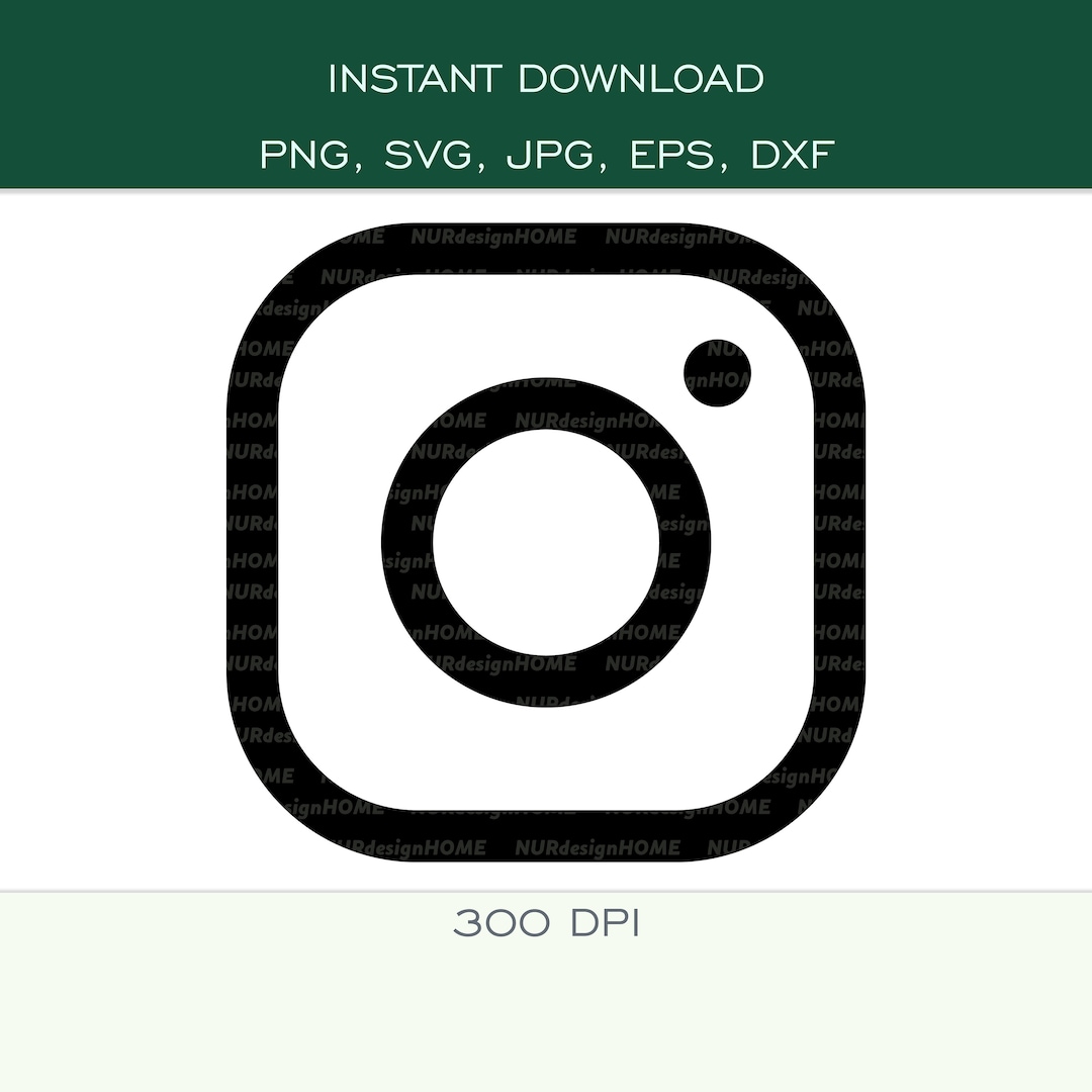 Instagram Icon - Social Media - SVG, PNG, DXF, Eps, Jpg - Cut Files for ...