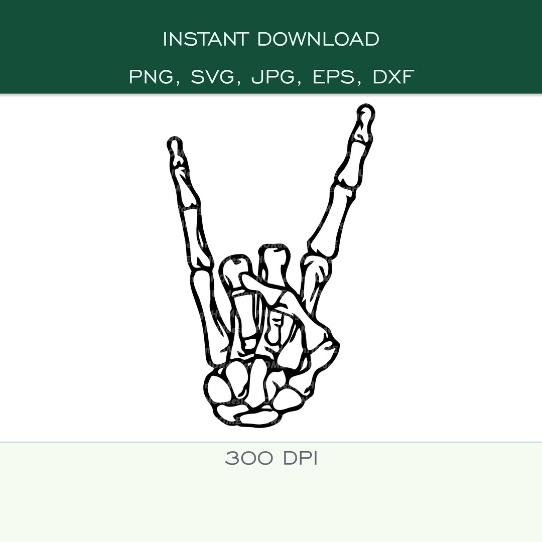 Skeleton Hand - PNG, SVG, DXF, Eps, Jpg - Instant Download - Cut Files ...