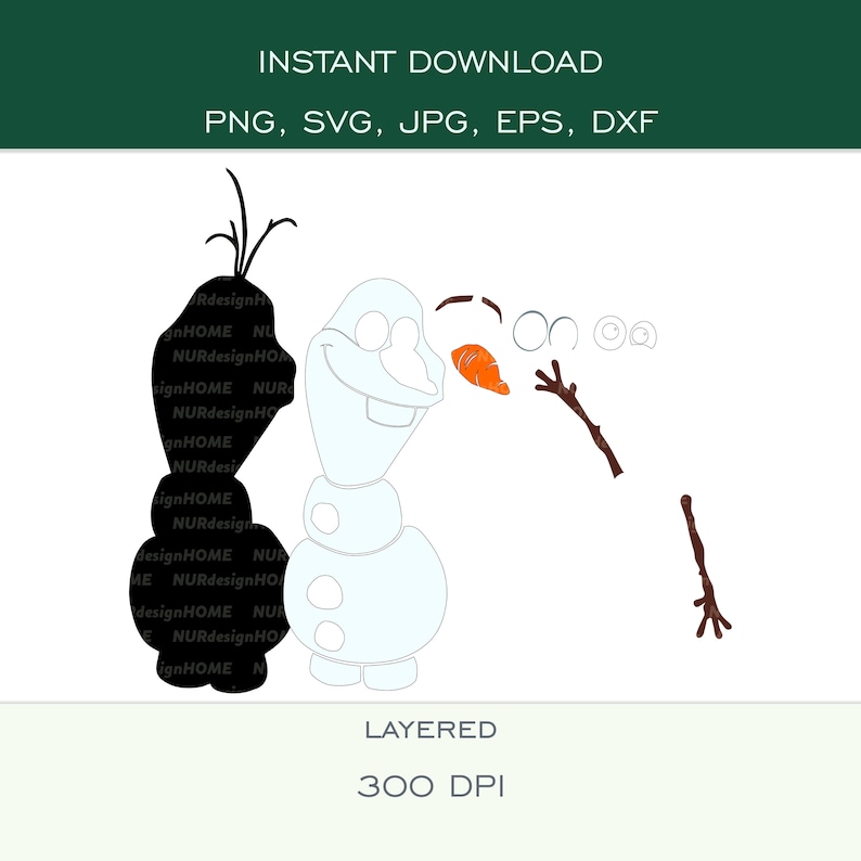 Olaf - SVG, PNG, DXF, Jpg, Eps - Frozen - Cut & Layered File for Cricut ...