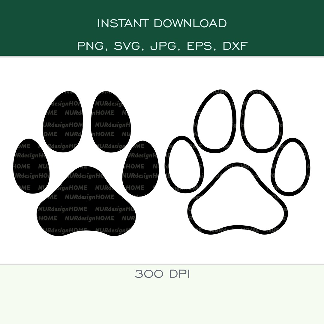 Paw Print - SVG, PNG, DXF, Eps, Jpg - Instant Download - Cut Files for ...