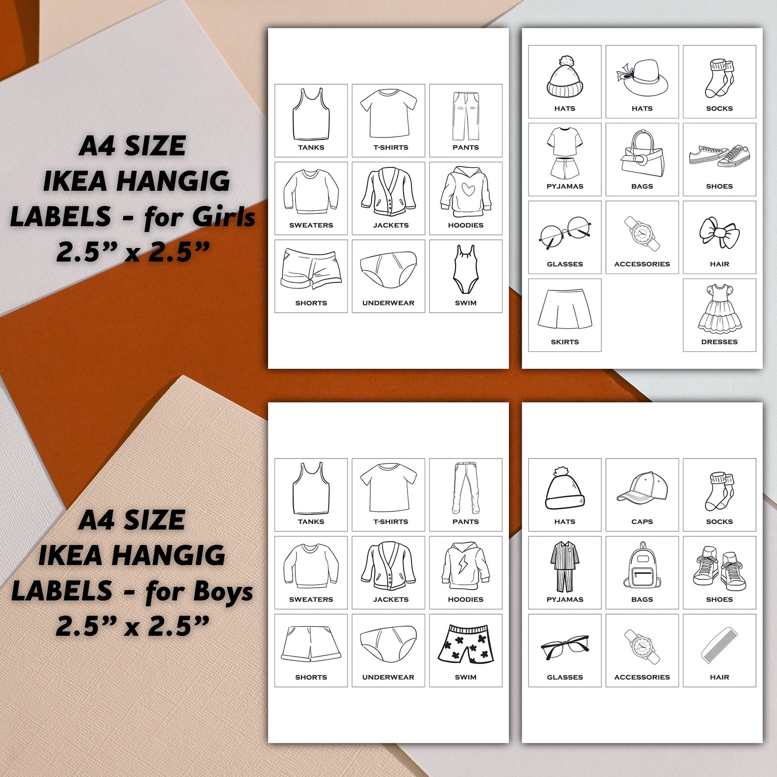 Printable Dresser Drawer Labels for Kids & Teens (boys, Girls ...