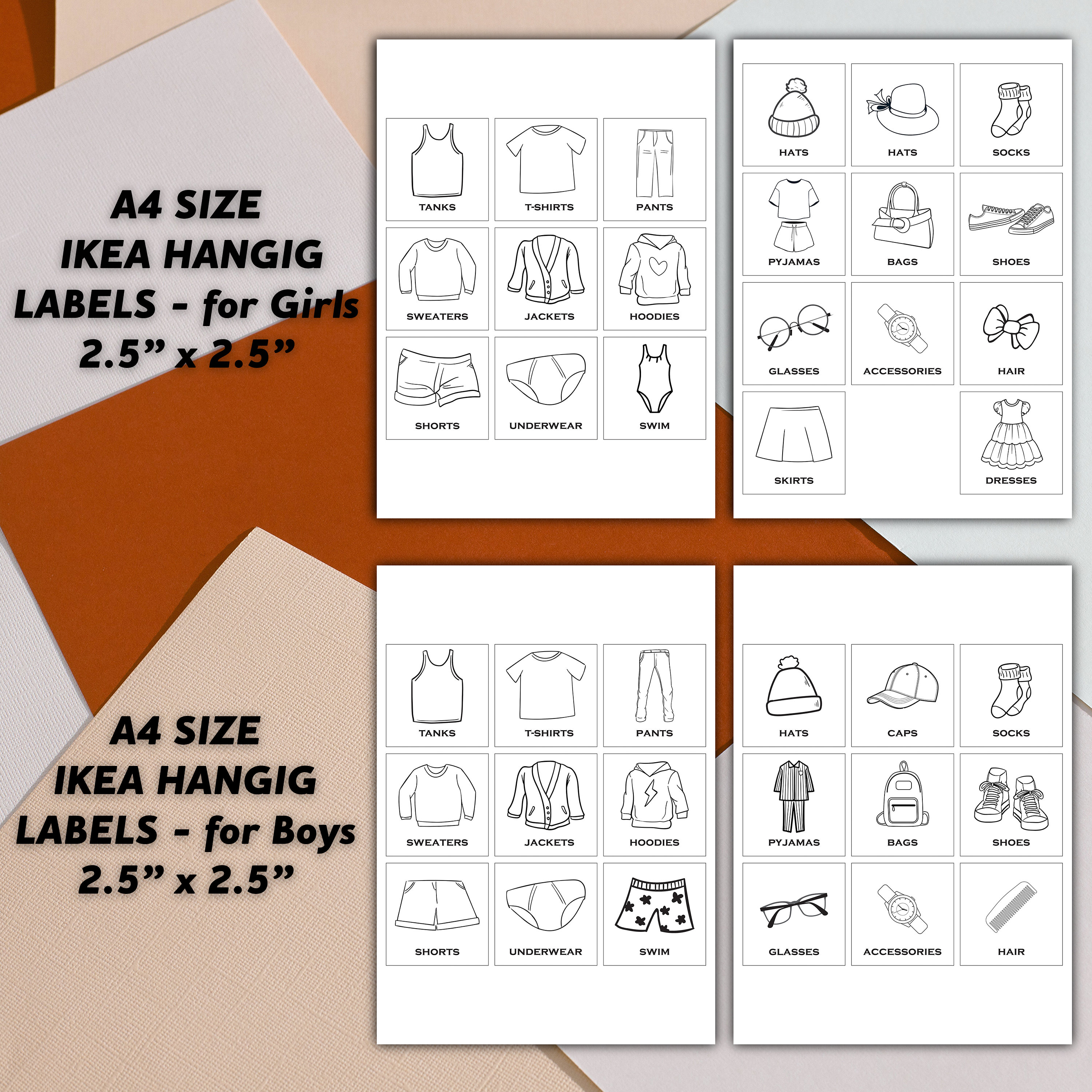 Printable Dresser Drawer Labels for Kids & Teens (boys, Girls ...